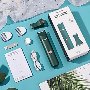 Bikini Trimmer for Women, YBLNTEK 2-in-1 Electric Razors for Women, Electric Lady Clipper Pubic Hair Groomer, Hair Removal Razor Body Trimmer for Women Arms,Legs and Armpits, IPX7 Waterproof Wet/Dry