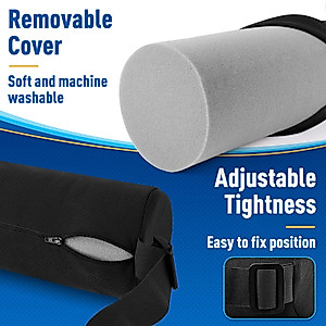 CushZone Lumbar Roll Support Pillow for Office Chair, Car, Gaming Chair, Memory Foam Back Cushion with Washable Cover for Relieving Back Pain & Improving Posture,Black