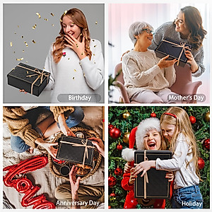 Lainlight Gift Boxes with Lids for Present 9.84 * 7.08 * 3.35 Inches with Card, Ribbon, Shredded Paper for Mother's Day Black