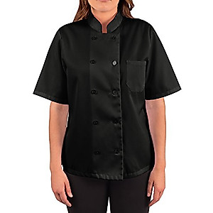 Womens Black Classic Short Sleeve Chef Coat, 2XL
