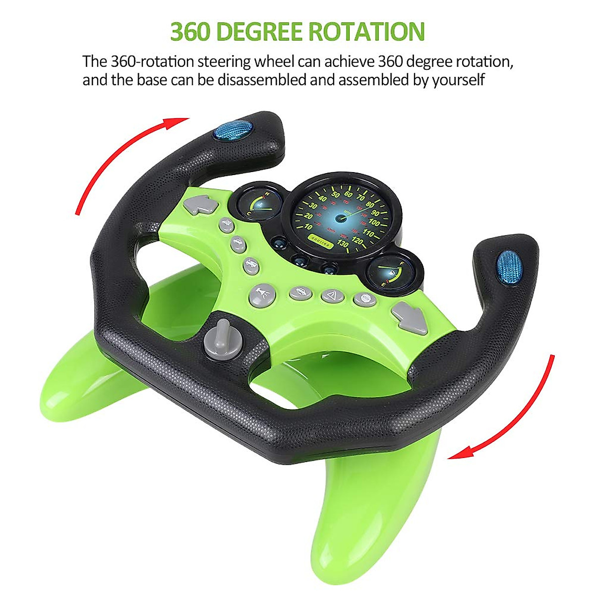 Coherny Steering Wheel Toy Driving Controller Portable Driving Copilot Toy Educational Sounding Toy Gift Driving Wheel with Music for Kids