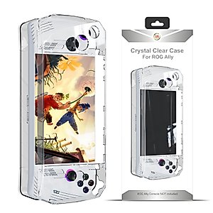 JDDWIN Full Case for ASUS Rog Ally 2023, Protective Handheld Case Skin with Detachable Front Shell Cover and Kickstand for Rog Ally,Shockproof/Non-Slip/Anti-Collision (Clear)