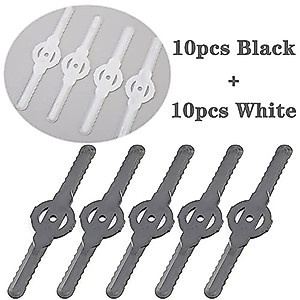 String Trimmer Head Blades Replace -20Pcs Plastic Lawn Mower Blades Grass Handheld Trimmer Head Replacement Cutter Garden Weed Replacement Blade for Cordless Grass Brushcutter (10 White + 10 Black)