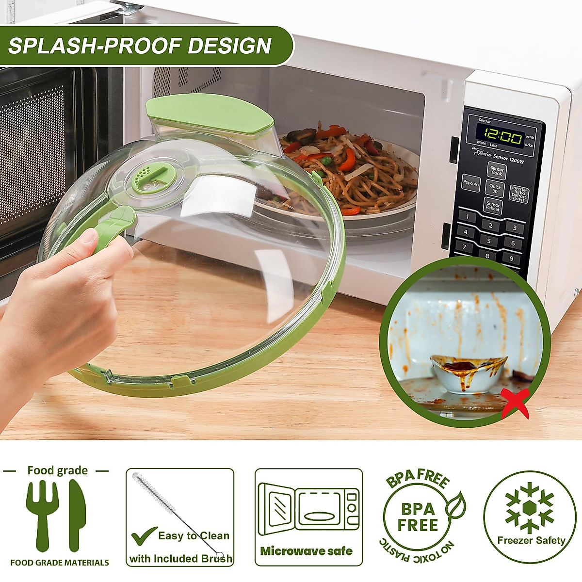 Microwave Splatter Cover With Steam Vent 10 In - Clear Microwave Cover With Water Steamer, Microwave Cover For Food Bpa-Free, Microwave Food Cover With Vents And Water Storage Box