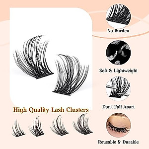 DIY Lash Extension Kit Lash Clusters Kit 168Pcs Natural Look Individual Cluster Eyelashes 10-16MM Eyelash Extensions at Home Lash Bond and Seal Strong Hold by Newcally