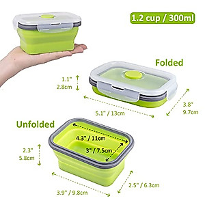 Collapsible Food Storage Containers with Airtight Lid, 11.8 oz, Small Kitchen Stacking Silicone Collapsible Meal Prep Container Set for Leftover, Microwave Freezer Dishwasher Safe, 4 Colors, Set of 4