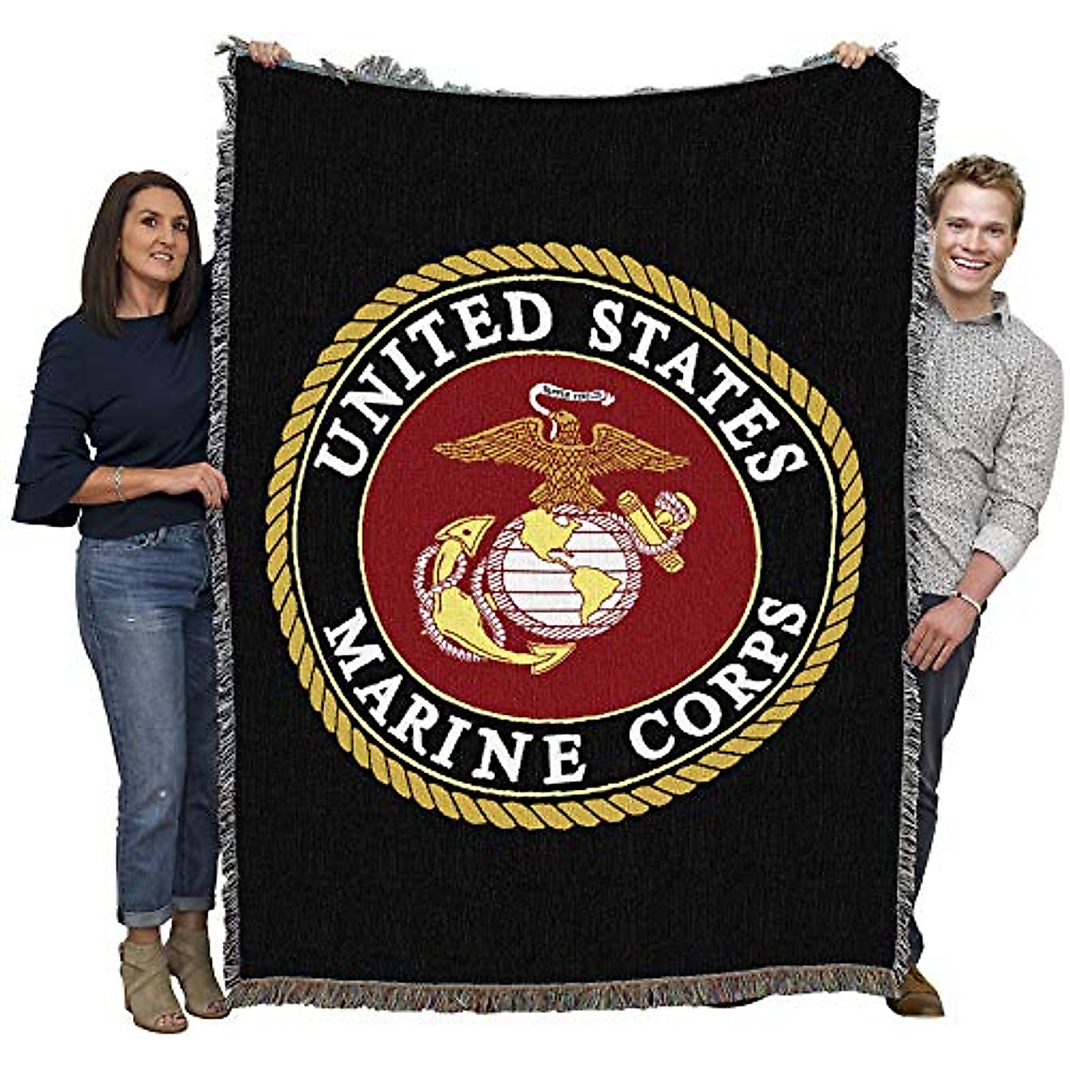 Pure Country Weavers US Marine Corps - Emblem Blanket - Gift Military Tapestry Throw Woven from Cotton - Made in The USA (72x54)