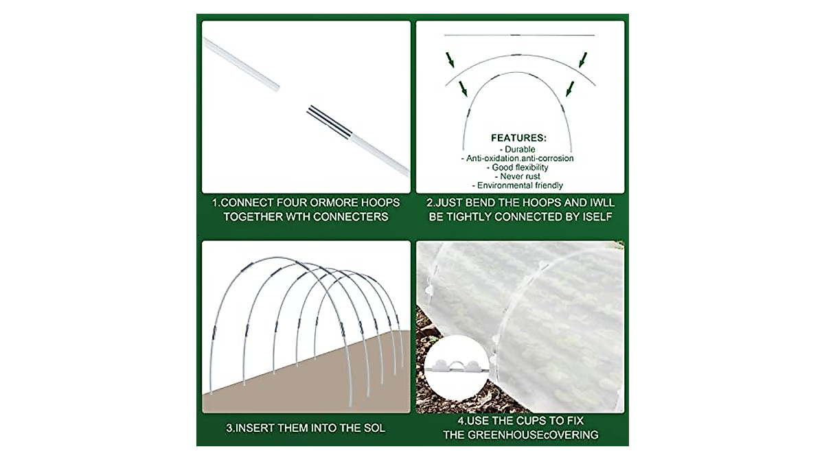 Garden Hoop Kit for Raised Beds - Grow Tunnel & Greenhouse DIY