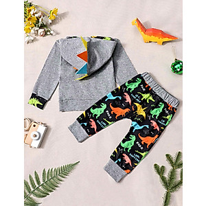 BAVADER Toddler Boy Clothes 18 24 Months Boy Clothes Mama's Boy Dinosaur Long Sleeve Hoodie Pant Sets Toddler Clothes for Boys