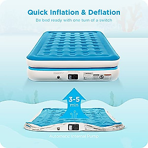 Ciays Camping Air Mattress Queen Size,Air Mattress with Built-in Pump, Elevated Blow Up Mattress with Carrying Bag for Home and Camping, Brown