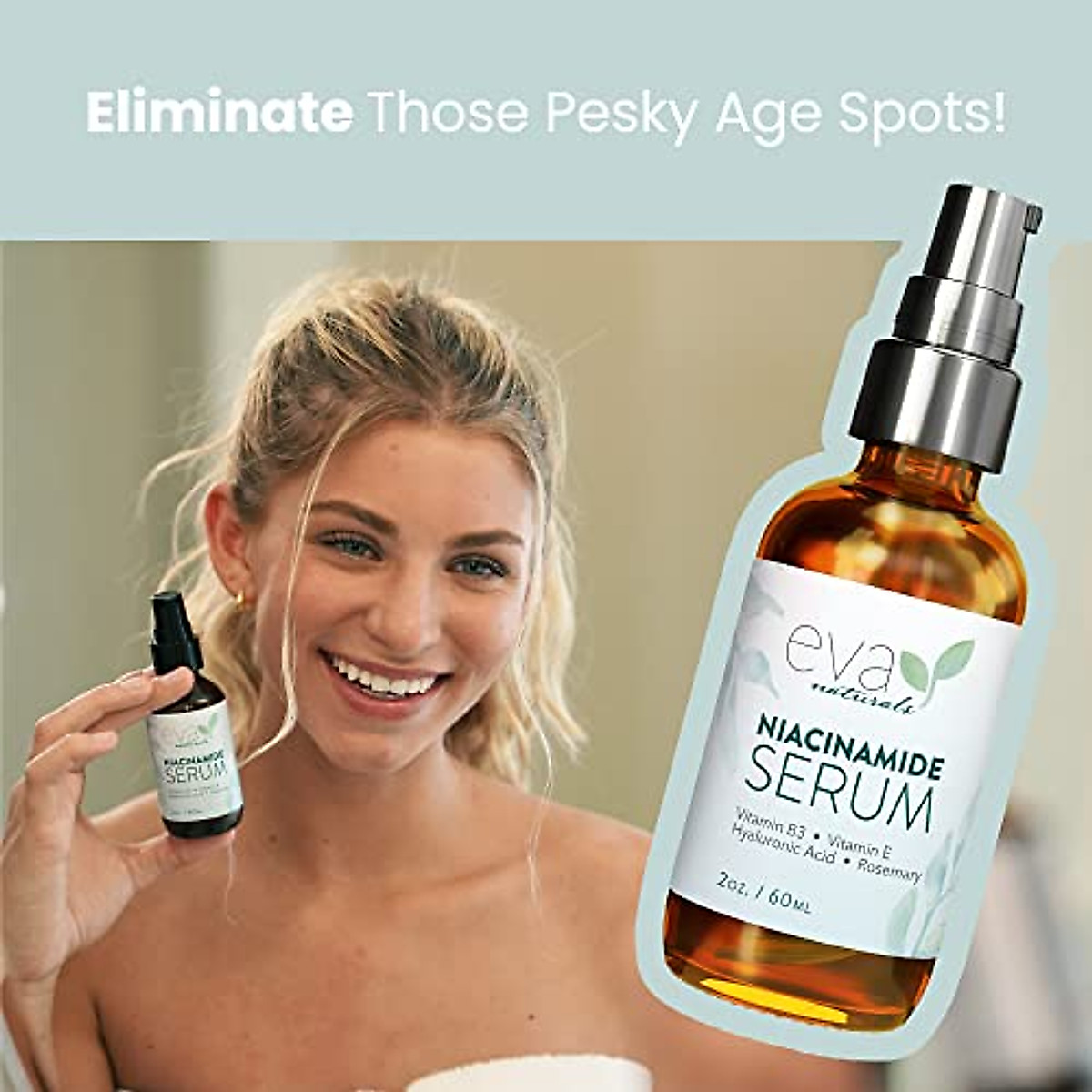 Niacinamide Serum for Face, Firming Moisturizer Serum with Niacinamide Vitamin B3 + Hyaluronic Acid - Pore Minimizer, Restores Elasticity, Reduces Blemishes, Discoloration Serum (2oz)