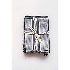 Creative Co-Op Black & Green Cotton Tea Towels (Set of 3 Patterns)