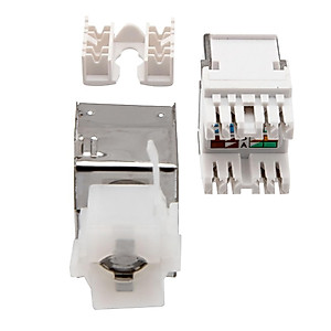 NavePoint 180 Degree CAT6 Keystone Jack, RJ45 Female, 25 Pack, FTP Shielded