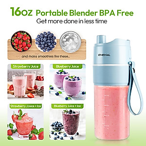 Personal Size Blender, Enenal Portable Blenders Smoothies and Shakes 5000mAh Battery, 16oz Mini Blender USB Rechargeable, Handheld Blender BPA-Free Fruit Smoothie Juicer Cup