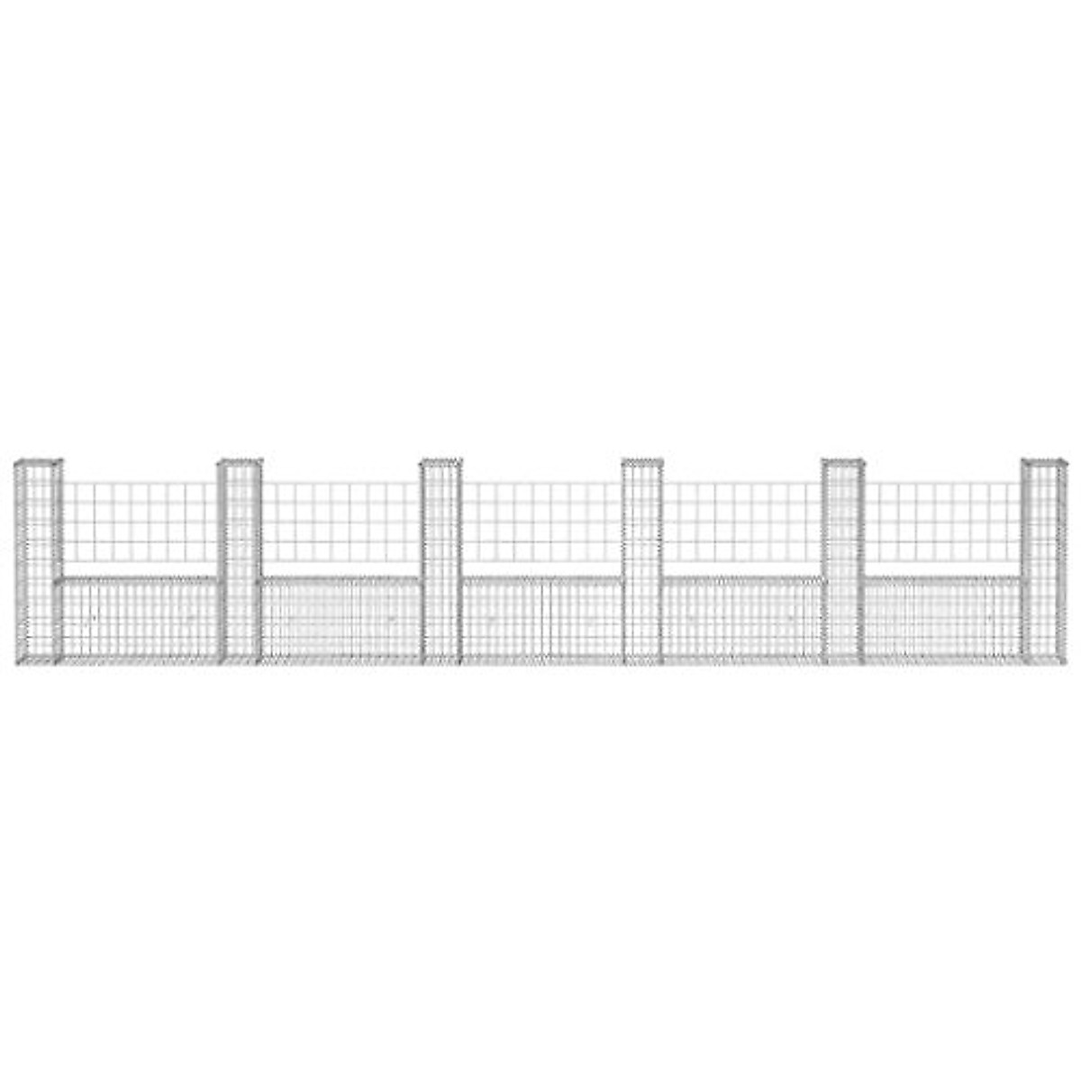 Festnight Gabion Wall U Shaped Weather Resistant Galvanized Steel Stone Basket Wire Wall Garden Edging Cage Walls Panels 224.4 x 7.9 x 39.4 Inches (L x W x H)