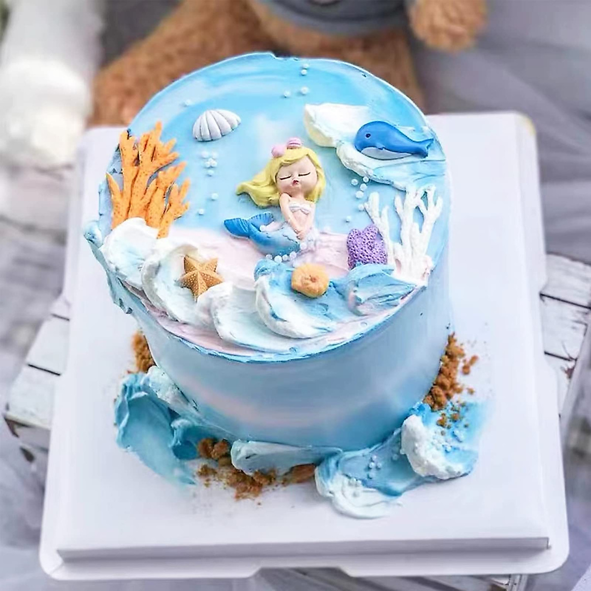 5 PCS Marine Theme Fondant Silicone Mold Seaweed Coral shell crab Shape DIY Handmade Baking Tools, For Theme Cake Cookie Chocolate Candy Decoration Fondant Polymer Clay