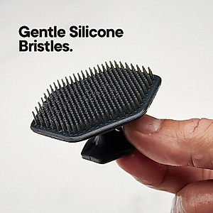 Tooletries - The Ultimate Scrubber Set - Silicone Shower Scrubber for Body with Shower Hook & Face Exfoliator Brush with Holder - Shower Accessories, Removable & Reusable - Charcoal