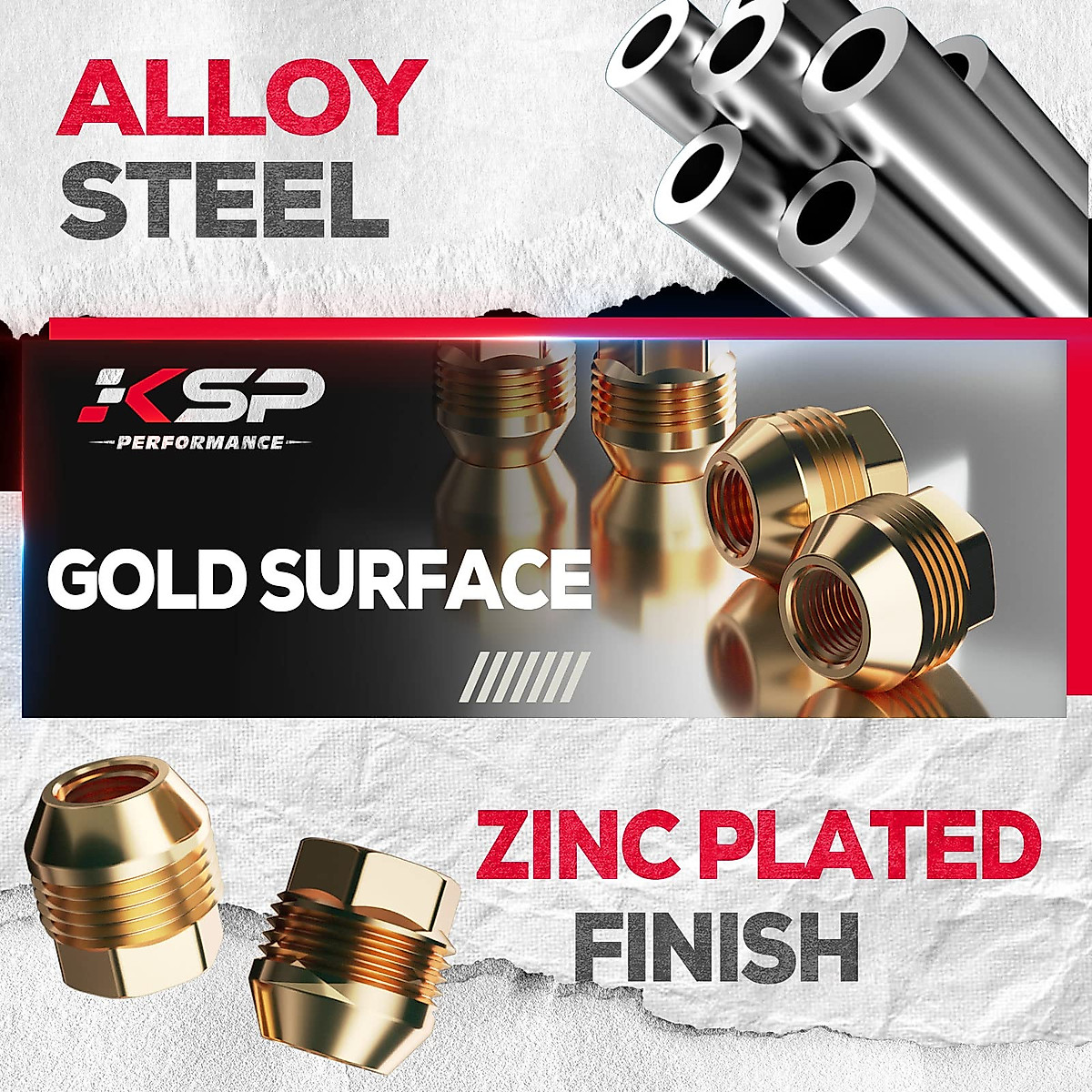 KSP M14x1.5 OEM Factory Lug Nuts 24PCS, 14mmx1.5 Open End Wheel Lugnuts for Silverado Suburban Express Sierra 1500 Avalanche Escalade 6 Lug 5 Lug Wheel, Set of 24