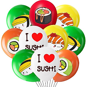 ﻿ 35 Pcs Sushi Balloons for Japanese Party Decoration for Sushi Theme Birthday Party Baby Shower Supplies