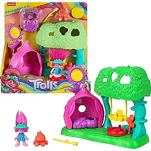 Fisher-Price Imaginext DreamWorks Trolls Toys Flower Fun Campsite Playset with Poppy Figure for Pretend Play Kids Ages 3+ Years
