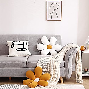 Tiita Flower Pillow Daisy Flower Shaped Throw Pillow 20 inch Decorative Pillows Flower Floor Pillow Seating Cushion Cute Throw Pillows for Bedroom Living Room Office Sofa Chair, Yellow