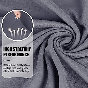 TAOCOCO Reclining Loveseat with Middle Console Slipcover, 4 Piece Polyester Fabric Stretch Loveseat Reclining Sofa Covers (Light Gray, 2 Seat Recliner Cover with Console)