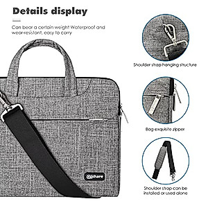 Qishare 11.6 12 inch Laptop Case Laptop Shoulder Bag, Multi-functional Notebook Sleeve Carrying Case With Strap for Notebook Microsoft Surface Pro 6/5/4/3 Macbook Air 11 12(Gray Lines)