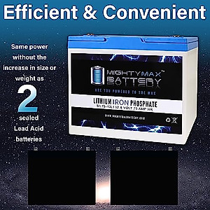 Mighty Max Battery Mighty Max Battery ML75-12LI - 12 Volt 75 AH Deep Cycle Lithium Iron Phosphate (LiFePO4) Rechargeable and Maintenance Free Battery