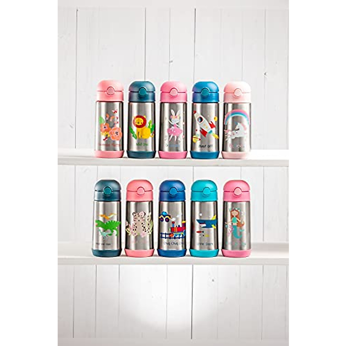 Stephen Joseph Double Wall Stainless Steel Bottles, Insulated Water Bottle for Kids Toddlers, Vacuum Insulated Bottle with Straw, BPA-Free Water Bottle – 11.8 Ounces, BUNNY,OS,SJ1212