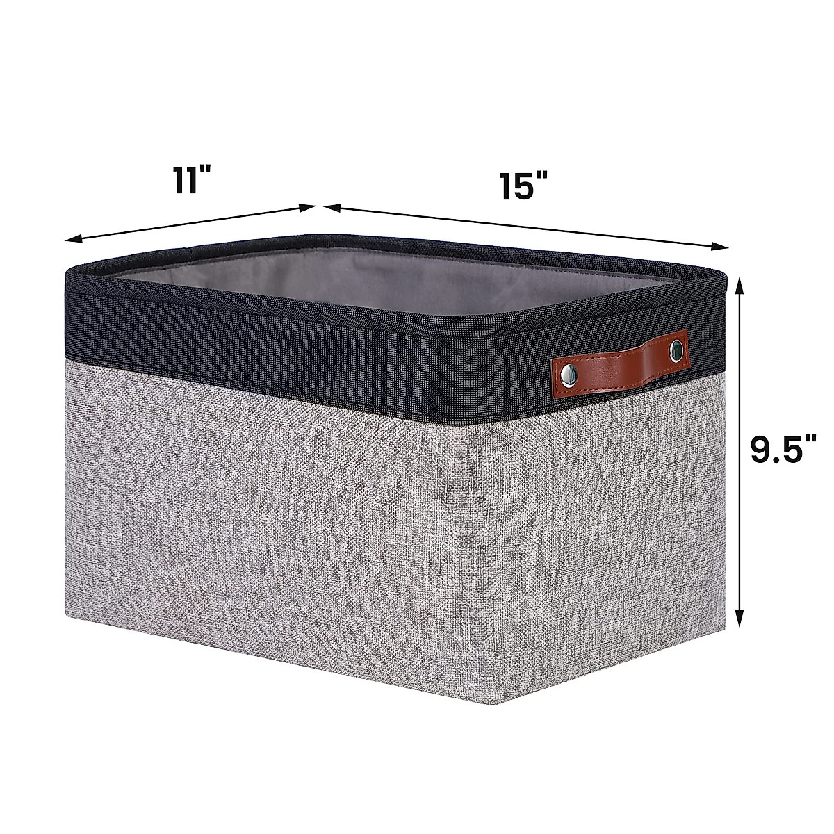 Ecegeva 17 Inch & 15 Inch Storage Canvas Basket for organizing Closet|Fabric Storage Baskets for organizing for Toys, Towels, Laundry, Nursery, Collapsible Clothes Fabric basket Empty With Handles(Bl