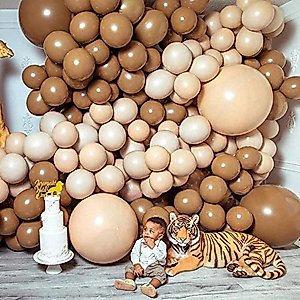204pcs 10inch /5inch/ 18inch Skin and Coffee Latex Balloon for Birthday Party Decoration Baby Shower Wedding Ceremony Balloon Anniversary Decorations Arch Balloon Tower (coffee)