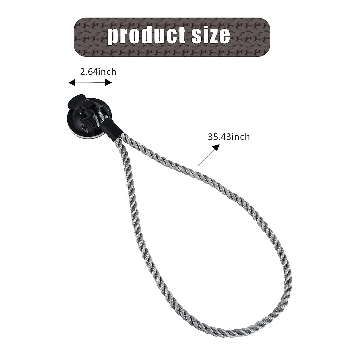 Yumfugu 1 PC Car Cowboy Hat Mounts with 35.4In Rope, 2.6In Plastic Automotive Dash Hat Rack Suction Cup Hook, Universal Vehicle Hat Holder Accessories for Cars Trucks SUVs Home Doors (Gray)