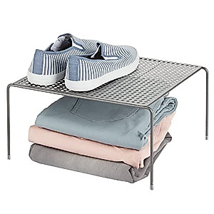 mDesign Modern Metal Square Closet, Cabinet, Countertop Organizer Storage Shelf for Bedrooms, Bathrooms, Entryways and Hallways - Durable Steel, Non-Skid Feet - 4 Pack - Graphite Gray