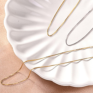 Everyday Elegance Solid 14K Yellow Gold Box Link Chain Necklace for Women | Square Box Chain Design | Spring Ring Clasp | 0.60mm Thickness | 14 Inch Length | With Gift Box