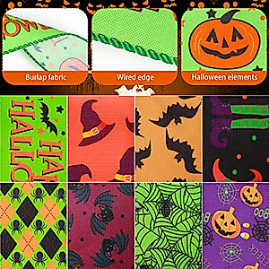 8 Rolls Halloween Ribbon Printed with Spotted Purple Spider Webs Pumpkin Bats Pumpkin Spider Webs, 80 Yards(8 Roll x 5 yd) * 2.5 inch Grosgrain Ribbon for Halloween Wreath DIY and Party Decor.