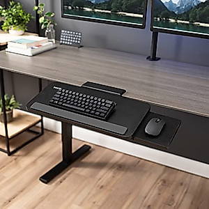 VIVO Extra Large Adjustable Computer Keyboard Tray with Slide-Out Mouse Platform, Ergonomic Under Table Tilting Desk Mount Shelf with Padding, Black, MOUNT-KB07B
