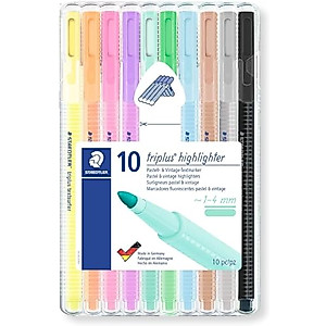 STAEDTLER 362 CSB10 Triplus Textsurfer Highlighter, 1-4mm Line Width - Assorted Pastel Colours (Pack of 10)