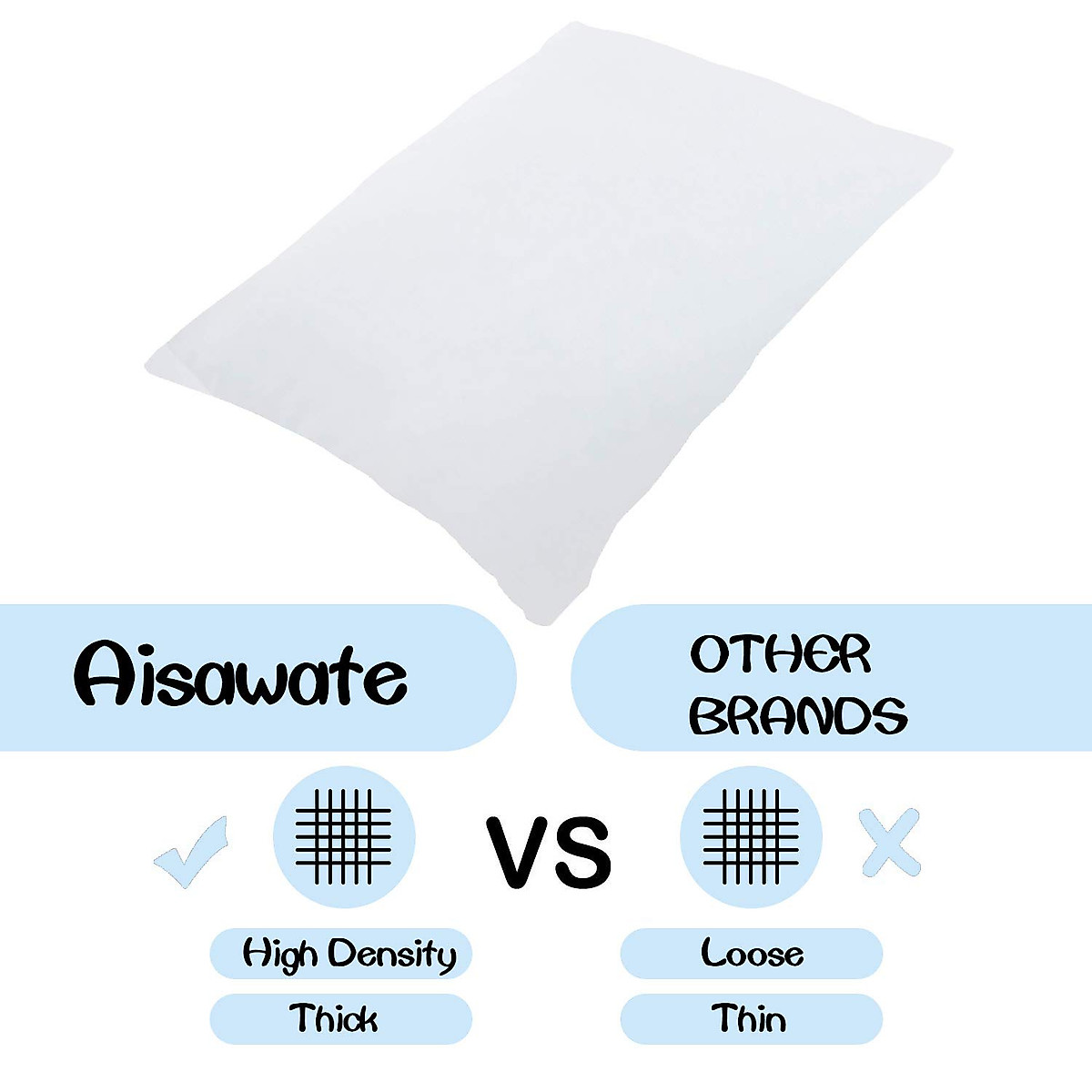Aisawate 100% Cotton Toddler Pillowcase/Travel Pillowcase Pack of 2 Set 14x20 Inches with Envelope Closure - Hypoallergenic, Soft & Breathable Kid Pillow Case Cover Solid White