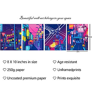 Anime Posters Japanese Wall Art ,Tokyo City Art Prints , Anime Art Tokyo Night Sky Street Wall Decoration Poster Living Room Bedroom Kitchen,Living Room,Bedroom, Dormitory Preparation Room Decoration,