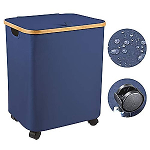 Laundry Hamper with Wheels, Collapsible Laundry Baskets with Dual Handles - Dirty Clothes Hamper for Bedroom, Dorm Laundry Basket