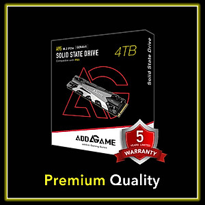 Addlink A95 4TB M.2 SSD Storage Expansion for PS5 Consoles with Heatsink, up to 7200 MB/s, Internal Gaming SSD -2280 PCIe NVMe Gen4X4 3D TLC with Dram NAND SSD (ad4TBA95M2P) Made in Taiwan