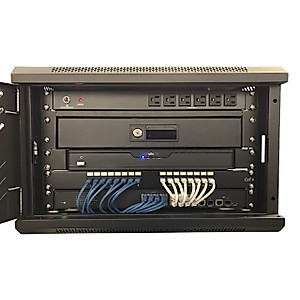 Kenuco Wall Mount Rack Server Cabinet Data Network Enclosure 19-Inch Server Network Rack with Locking Glass Door 16-Inches Deep (BLACK 06U)