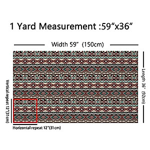 Erosebridal Western Boho Fabric by The Yard,Southwestern Aztec Upholstery Fabric,Ethnic Tribe Indoor Outdoor Fabric Retro Vintage Geometric DIY Waterproof Fabric,Burgendy Blue,3 Yards