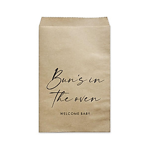 MAGJUCHE Bun’s In The Oven Baby Shower Favor Bags, 50-Pack Kraft Party Donut Cookie Treat Bags