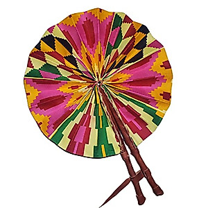 African Fabric Folding Fan/Church fan/Ankara fan/Leather folding fan/Wedding fan/Sport fan/Multicolor African fan/Pouch Included!