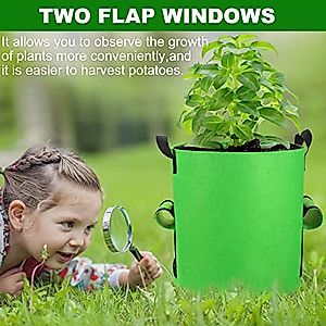 OPPOLIFE 6-Pack 10 Gallon Potato Grow Bags with Two Flap Windows, Heavy Duty Aeration Fabric Pots with Handles for Garden and Planting