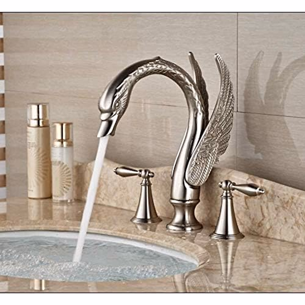 Kitchen Taps Faucet Morden Luxury Brushed Nickel Bathtub Faucet 3 Pieces Bathroom Faucet Two Handles Mixer Tap