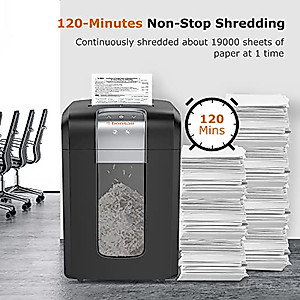 Bonsaii 20 Sheet Office Paper Shredder, 120-Minute Cross-Cut Heavy Duty Shredders Also Shreds CD/Credit Card, Commercial Shredder with 8-Gal Pullout Basket, Jam Proof & 4 Casters, Black (3S30 Upgrade)