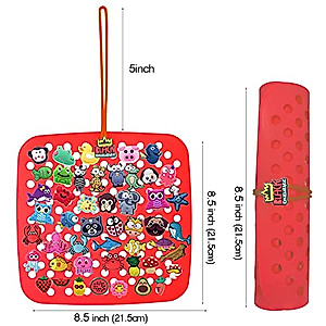 SHENGCHUANG croc charm organizer & storage Shoe Charms display Hanger Portable Hanging Charms Silicone Roll Bag Red(Croc Charms not Included)