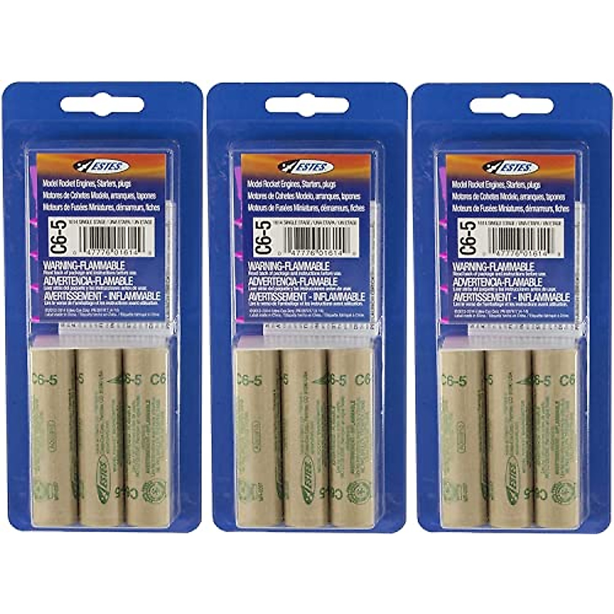 Estes C6-5 Mini Bulk Pack - 3 Packs of 3 for 9 Engines/Motors with Starters